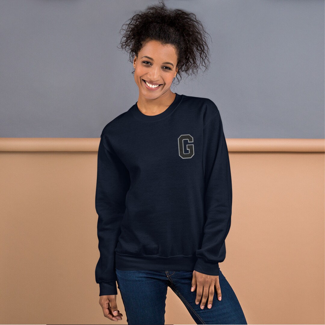 Varsity Embroidered Monogram Letter G Unisex Sweatshirt - Etsy