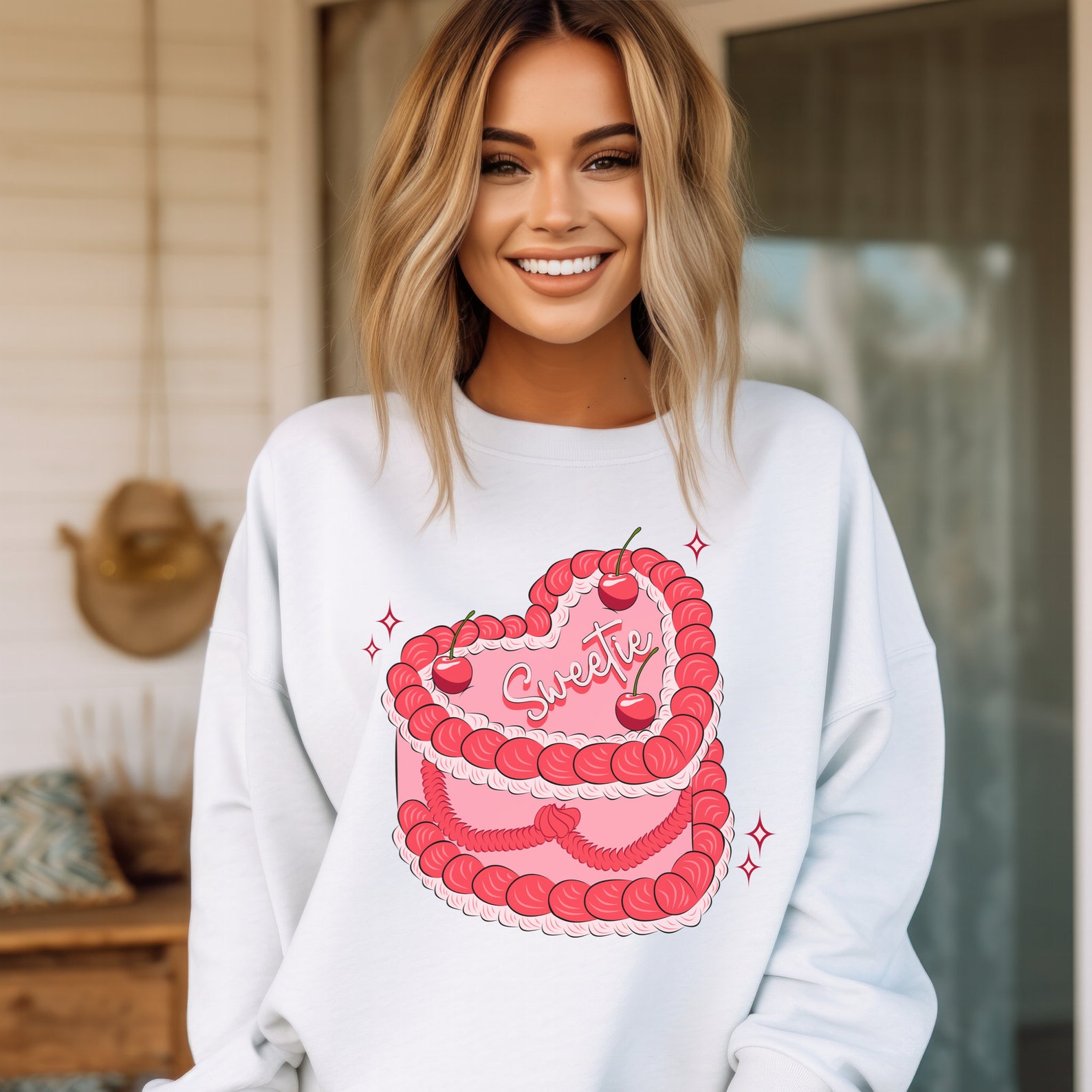 Valentine Sweetie Heart Cake Sweatshirt, Valentines Shirts for Women ...