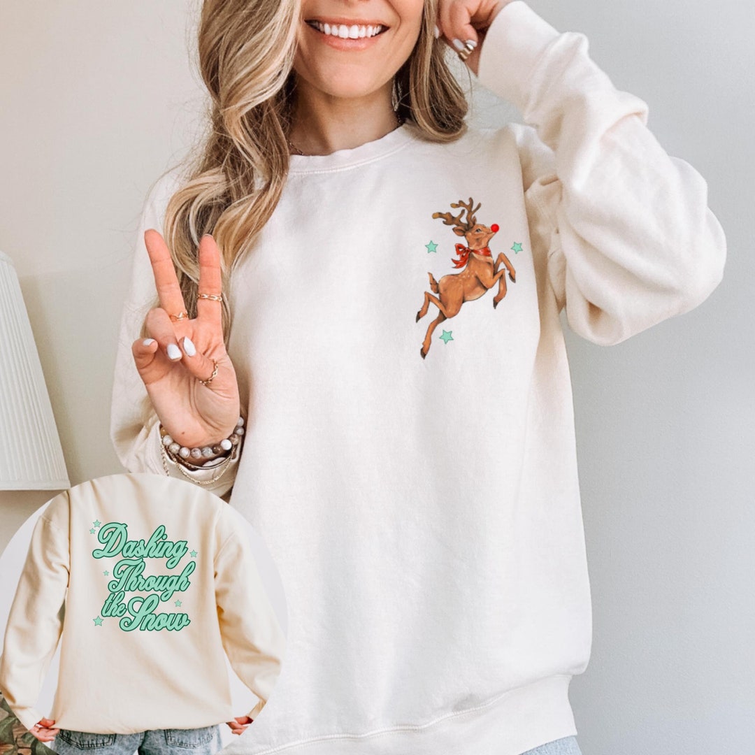Christmas Reindeer Sweatshirt, Cute Christmas Shirt, Dashing Through ...