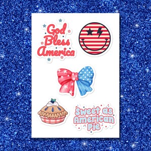 4th of July Stickers, Patriotic Stickers, Summer Sticker Sheet, Cute ...
