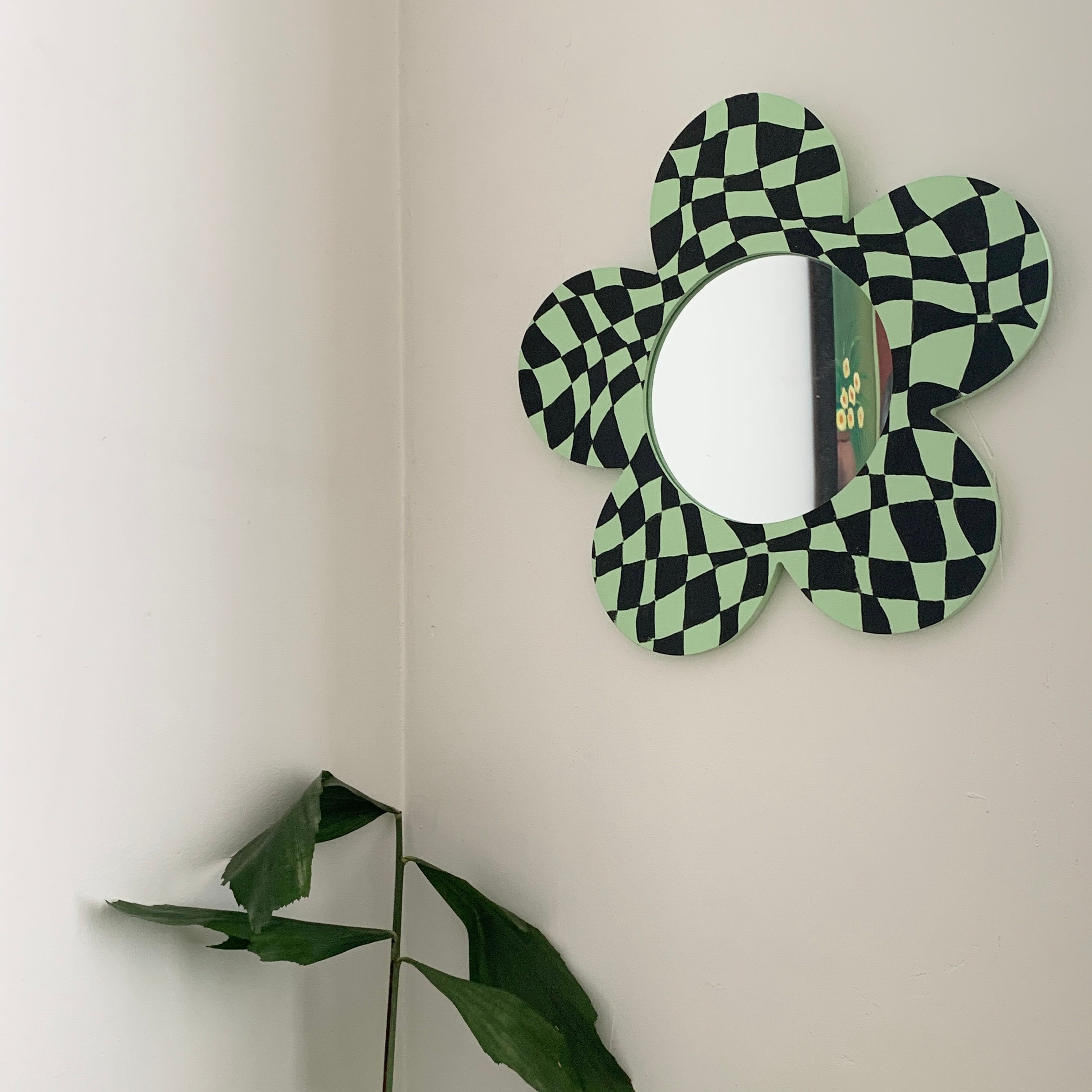 Hand Painted Flower Mirror - Etsy