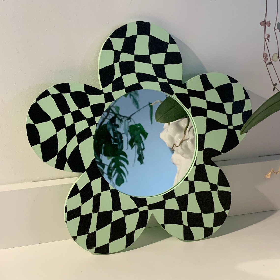 Hand Painted Flower Mirror - Etsy