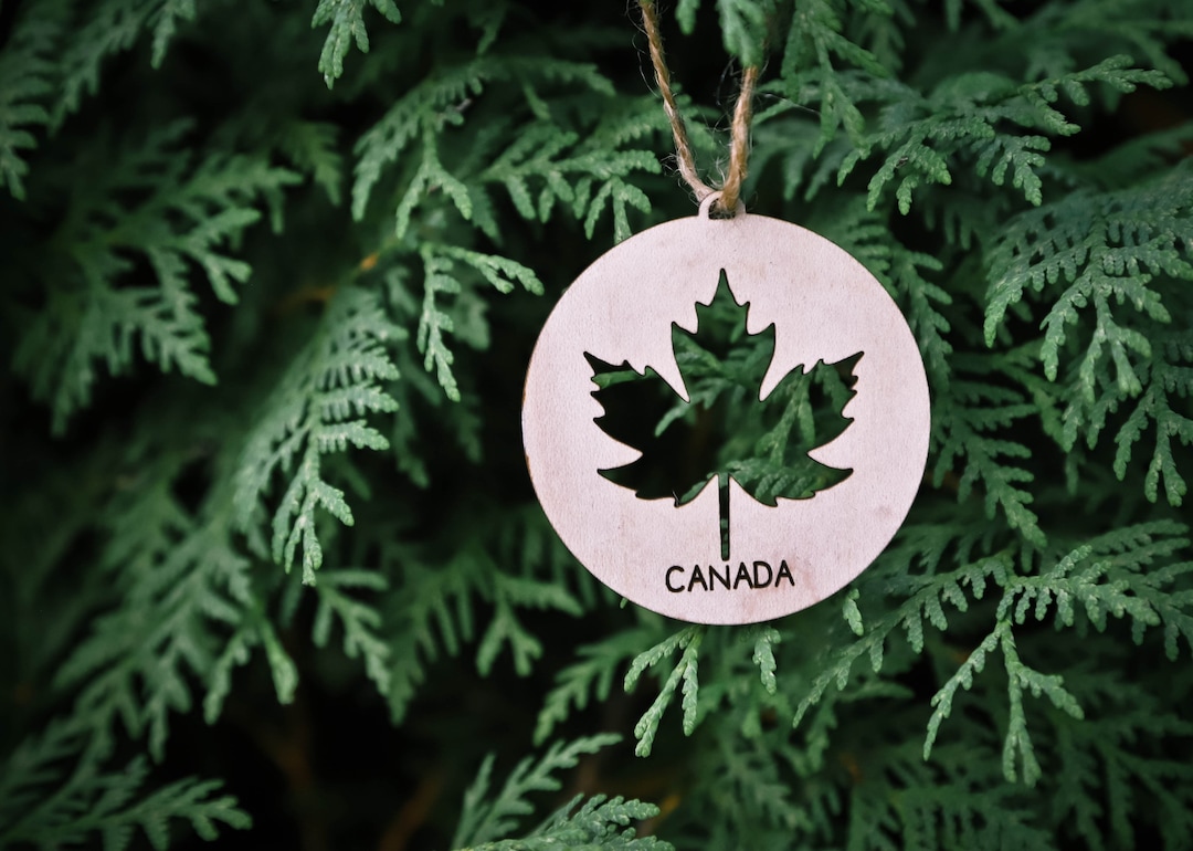 Canada Ornament, Maple Leaf, Wooden Christmas Tree Decor, Custom ...