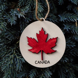 Canada Ornament, Maple Leaf Ornament, Wood Canada Ornament, Canadian ...
