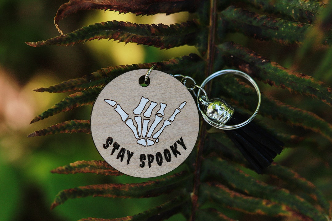 Spooky Keychain, Halloween Keychain, Stay Spooky, Engraved Keychain ...