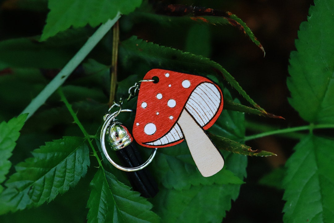 Engraved Keychain, Cottagecore Keychain, Mushroom Accessories, Mushroom ...