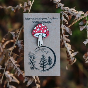 Mushroom Pin, Wood Pin, Mushroom Gift, Mushroom Lover Gift, Cottagecore ...