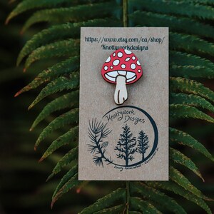 Mushroom Pin, Wood Pin, Mushroom Gift, Mushroom Lover Gift, Cottagecore ...