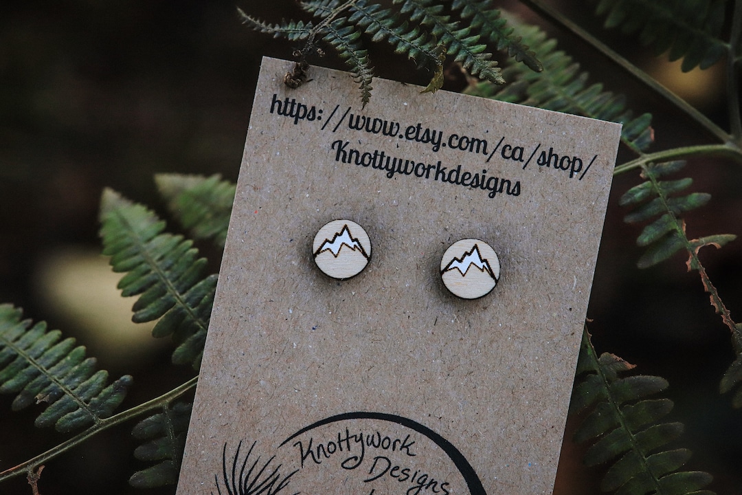 Circle Mountain Earrings, Wooden Earrings, Mountains Jewelry, Nature ...