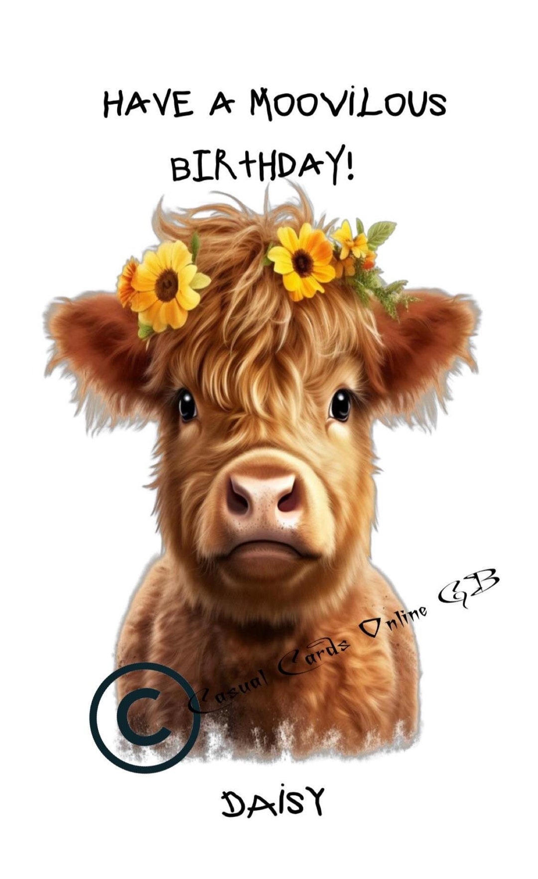 Personalised Highland Cow Birthday Card. by Casual Cards - Etsy