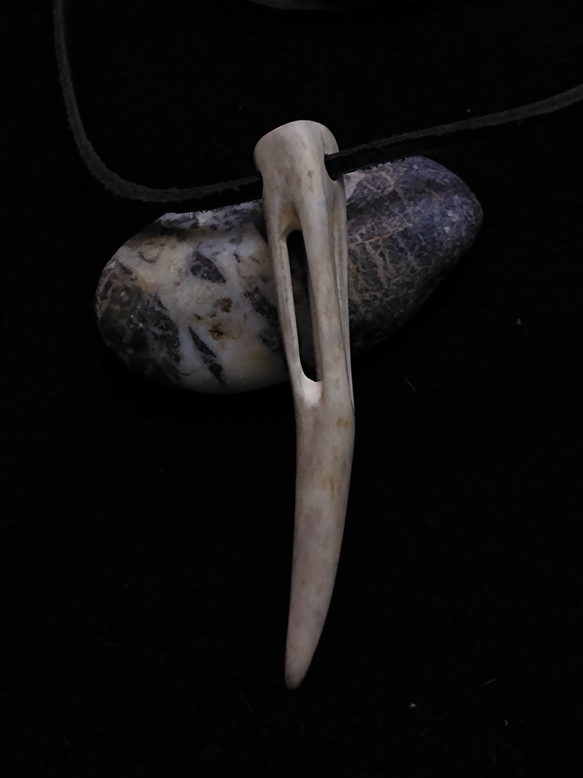 Carved 3 Pillar Whitetail Deer Antler Point Necklace, Antler Necklace ...