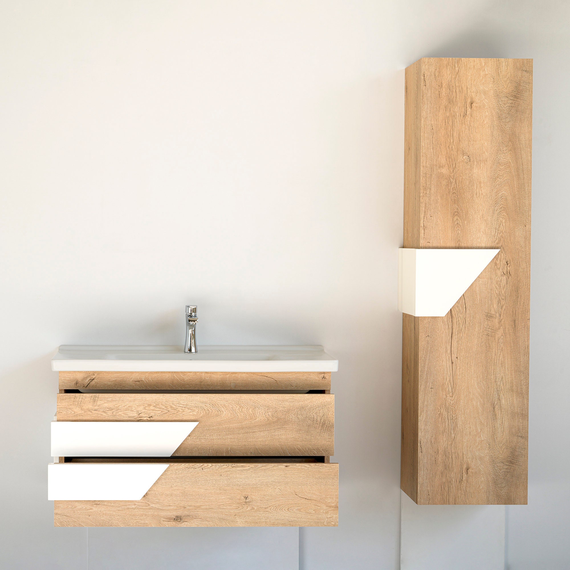 40 Inch OSCAR Floating Light Oak & White Single Sink Bathroom Vanity - Etsy