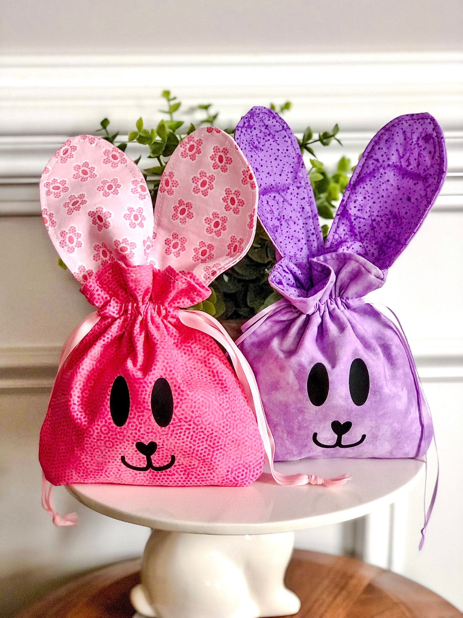 Easter Bunny Treat Bag, Bunny Ear Drawstring Bag, Easter Egg Hunt ...