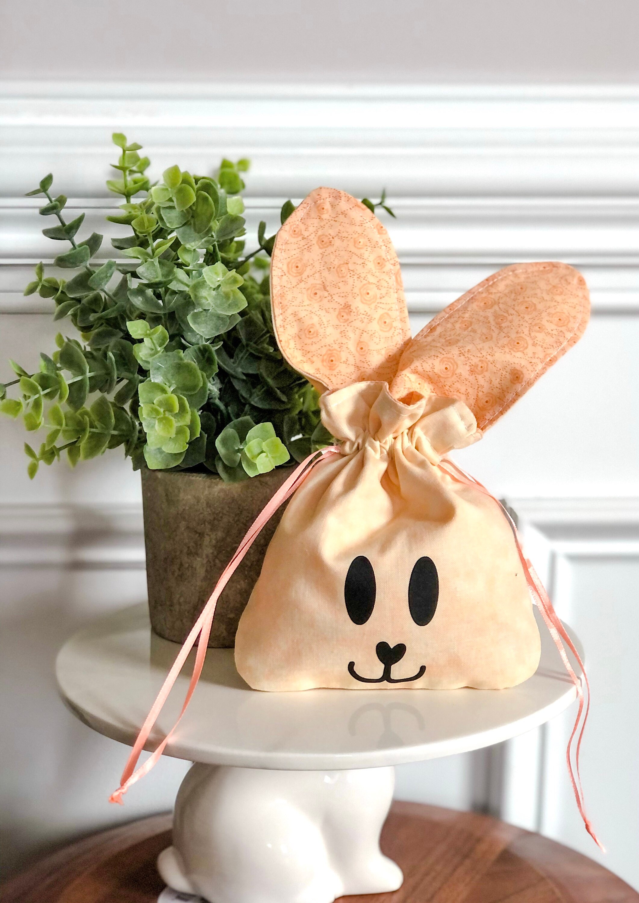 Easter Bunny Treat Bag, Bunny Ear Drawstring Bag, Easter Egg Hunt ...