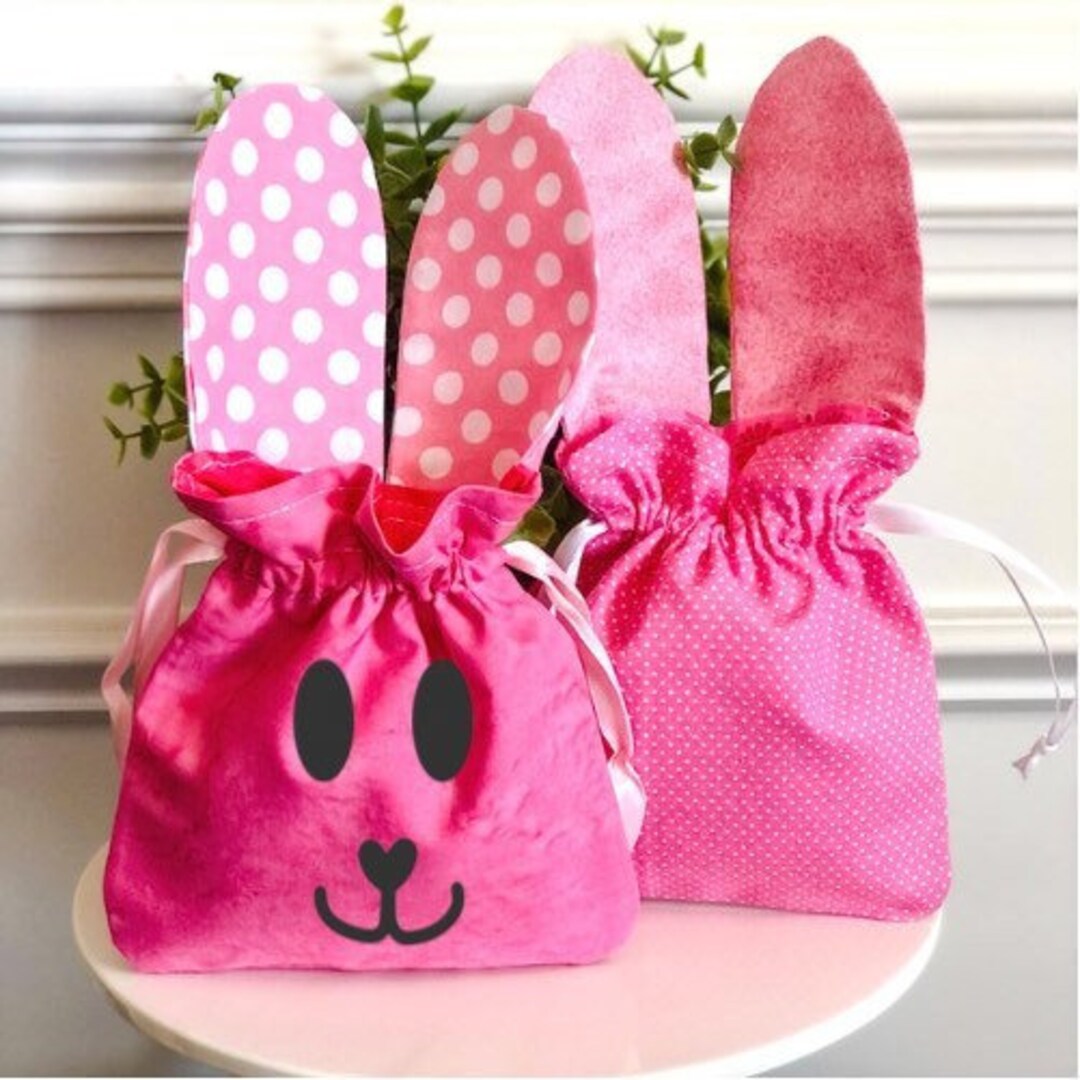 Easter Bunny Treat Bag, Bunny Ear Drawstring Bag, Easter Egg Hunt ...