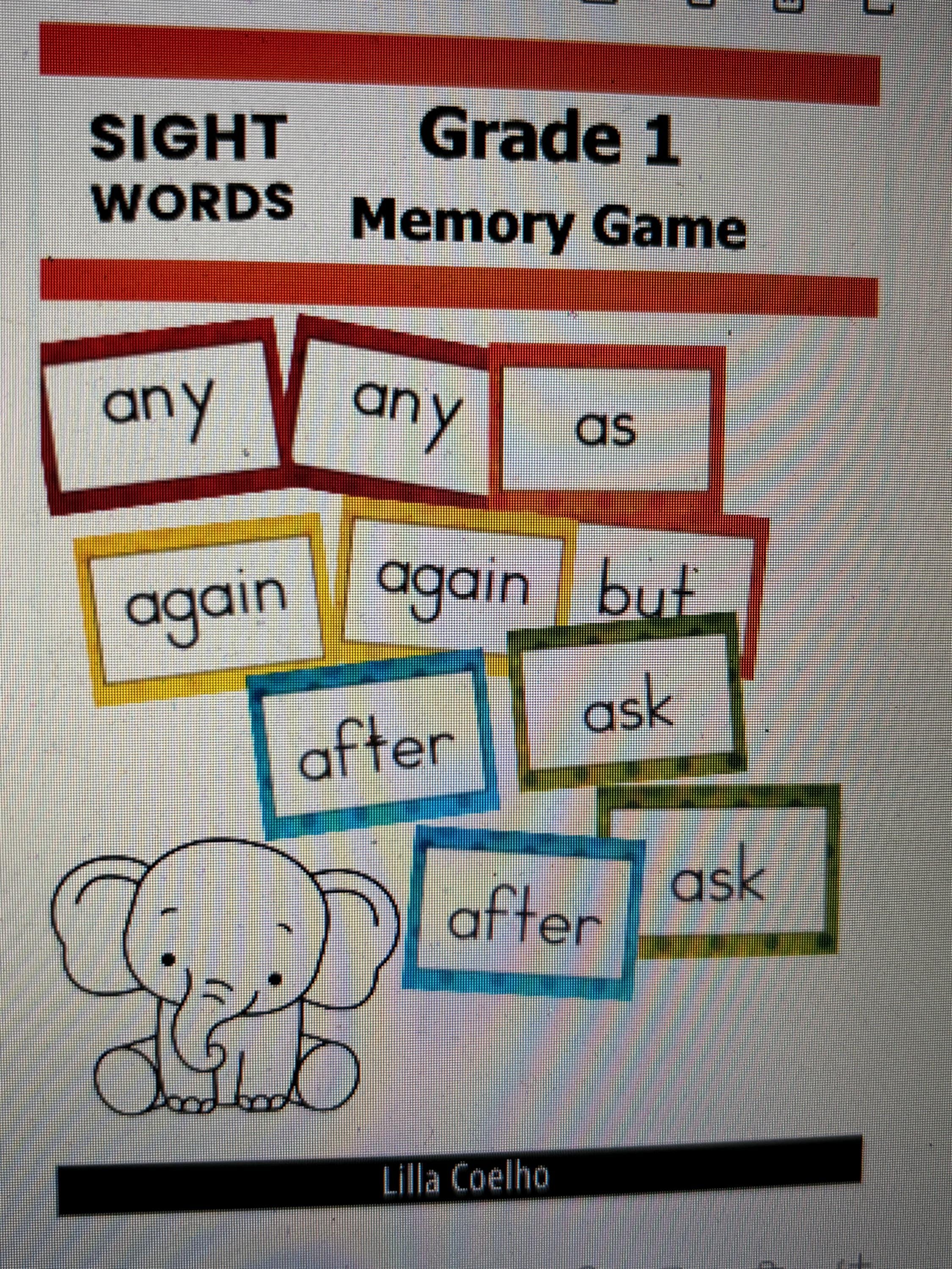 Sight Word Memory Game - Printable 10 Pages - Classroom Centers ...