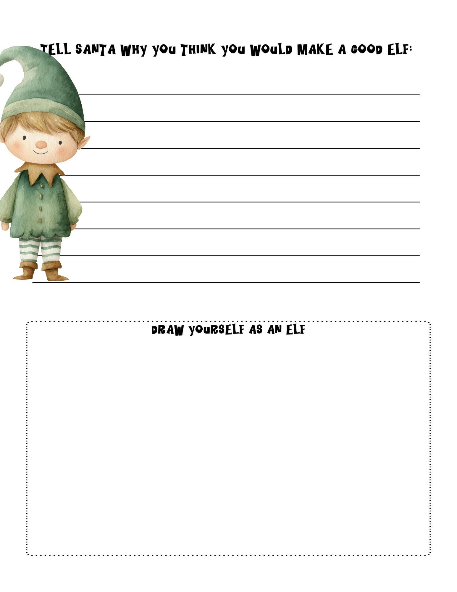 Elf Job Application - Printable Job Form – Reading Comprehension ...