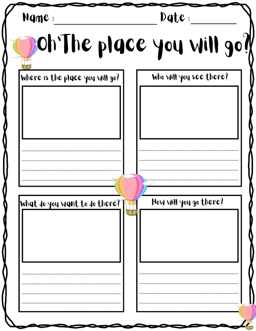 All the Places You’ll Go – Writing Prompt | Inspired by Dr. Seuss | 1st ...