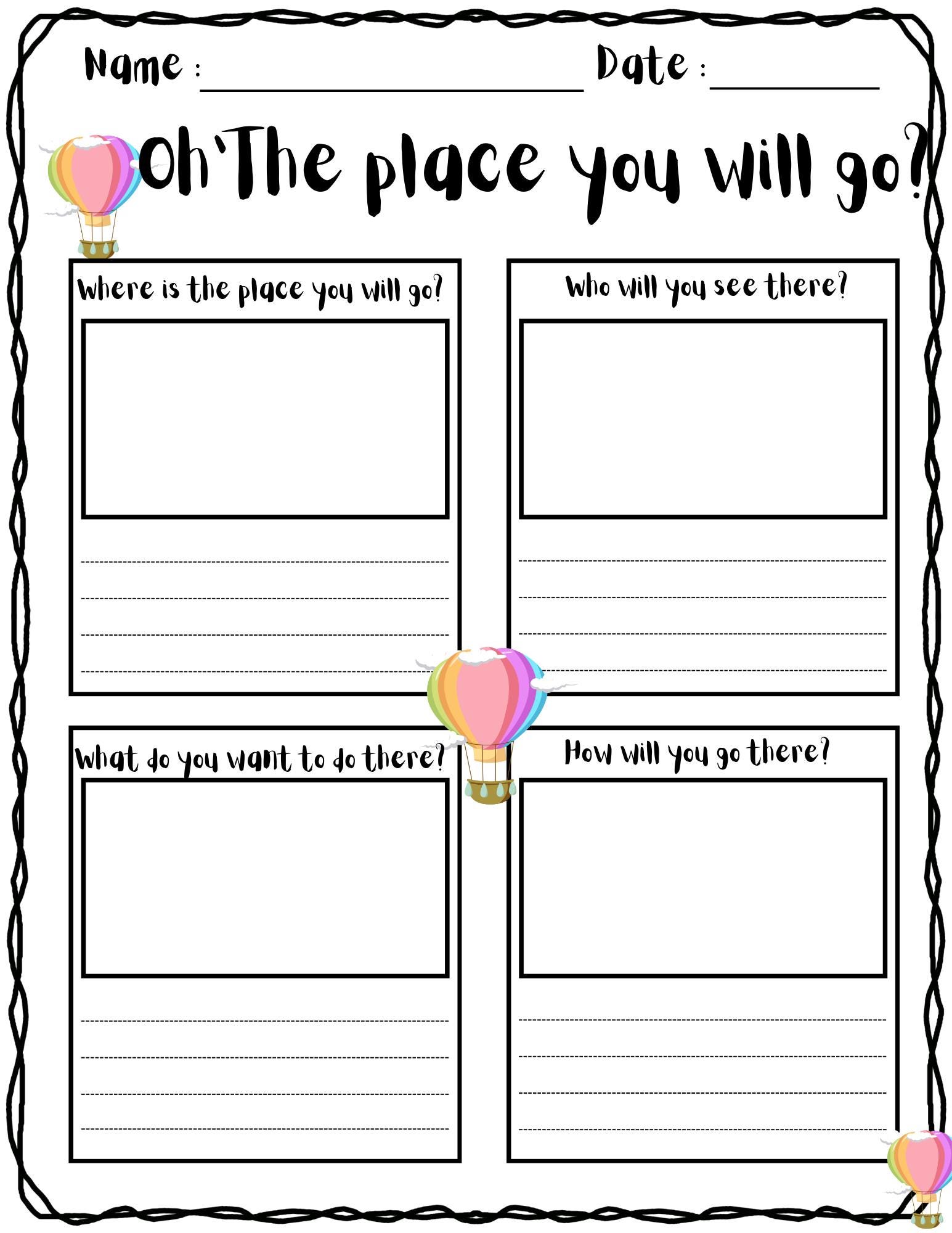 All the Places You’ll Go – Writing Prompt | Inspired by Dr. Seuss | 1st ...