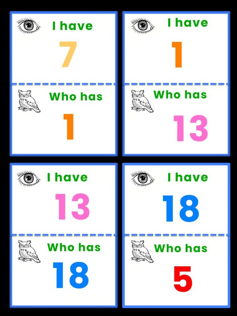 I Have Who Has Math Game - Classroom Templates Printable Numbers Game ...