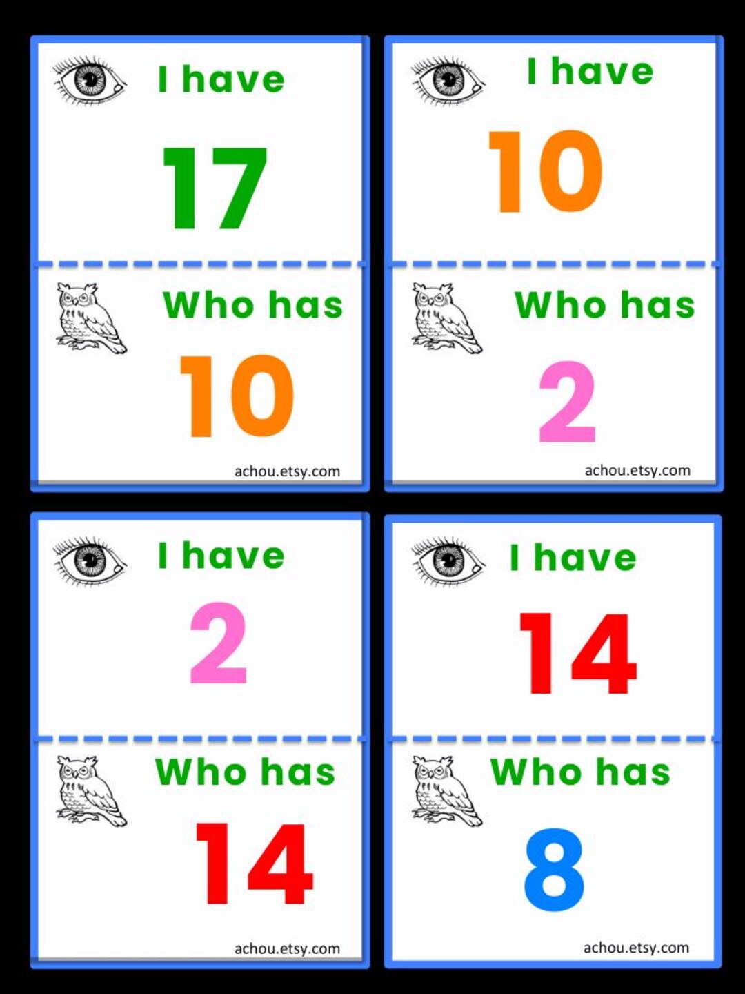 I Have Who Has Math Game - Classroom Templates Printable Numbers Game ...