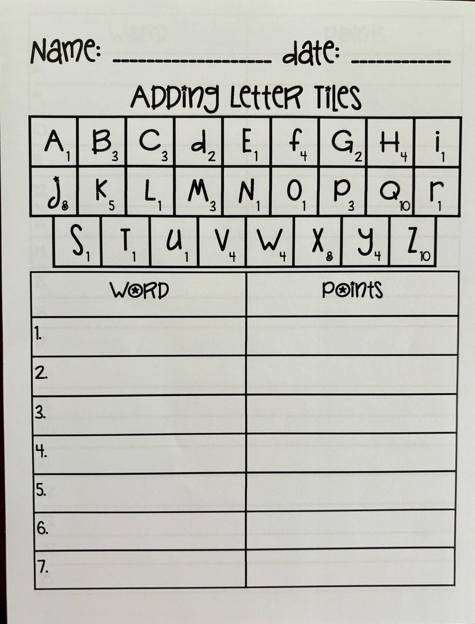 Printable 1 Page Adding Letter Spelling Practice | Elementary | Word ...