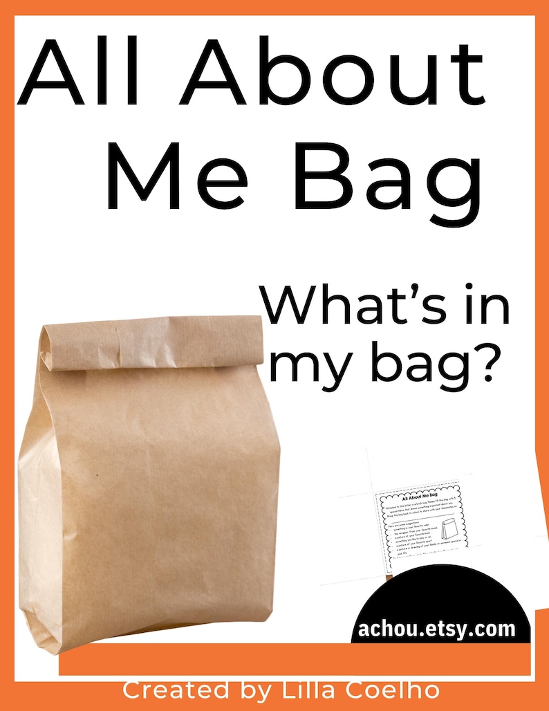 Printable All About Me Bags - Initial Activity - Kindergarten - 12 ...
