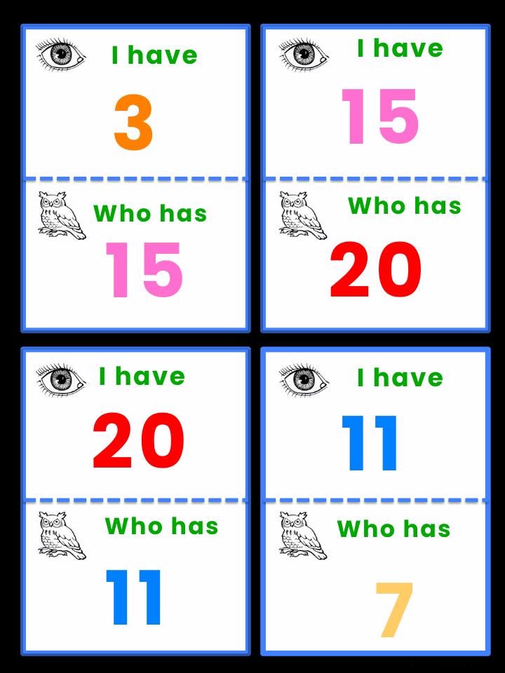 I Have Who Has Math Game - Classroom Templates Printable Numbers Game ...