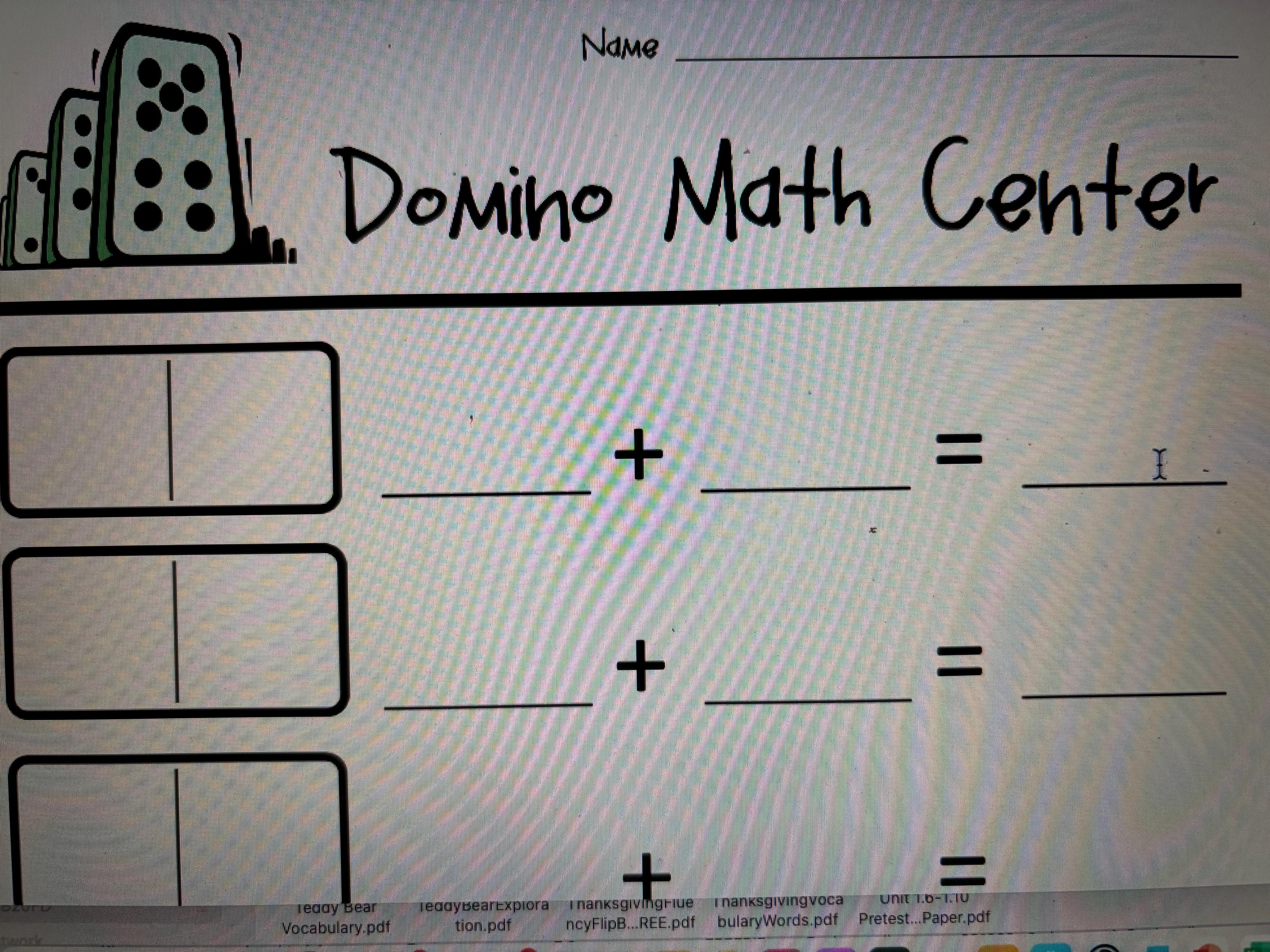 Domino Addtion Math Center - Addttion Printable for Elementary Students ...