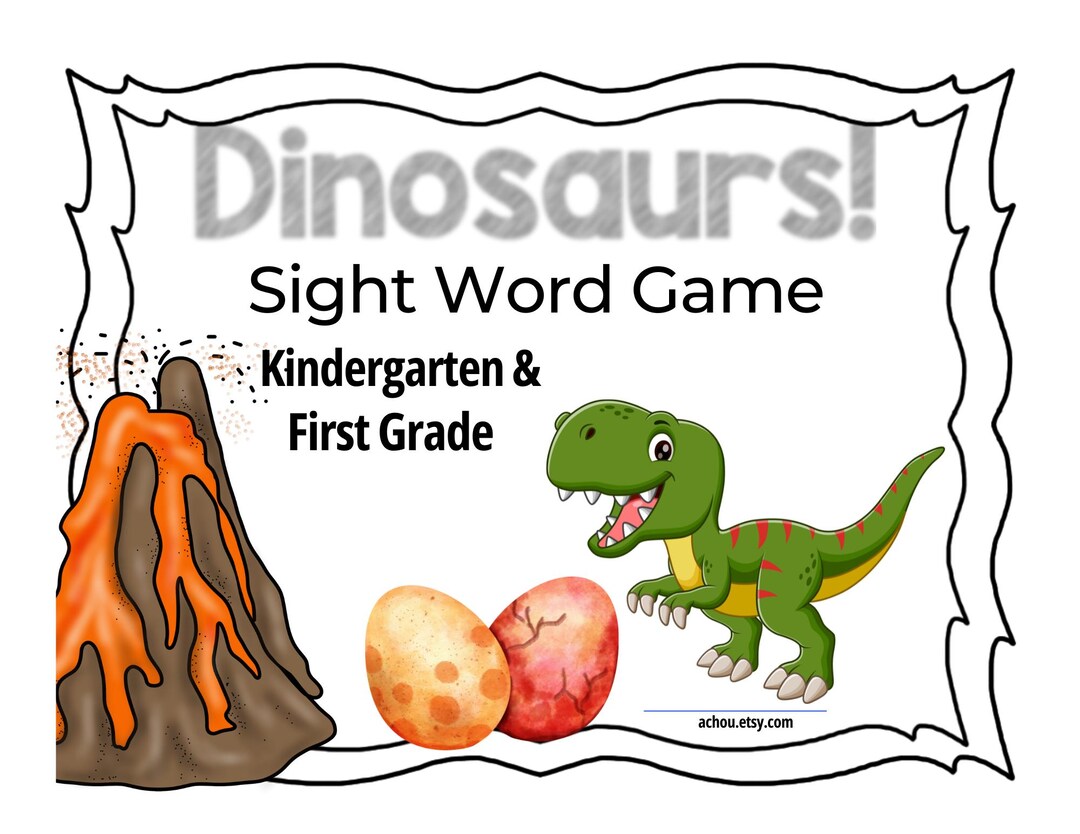 Dinosaur Sight Words Game | Printable Literacy Center (PDF) - Etsy