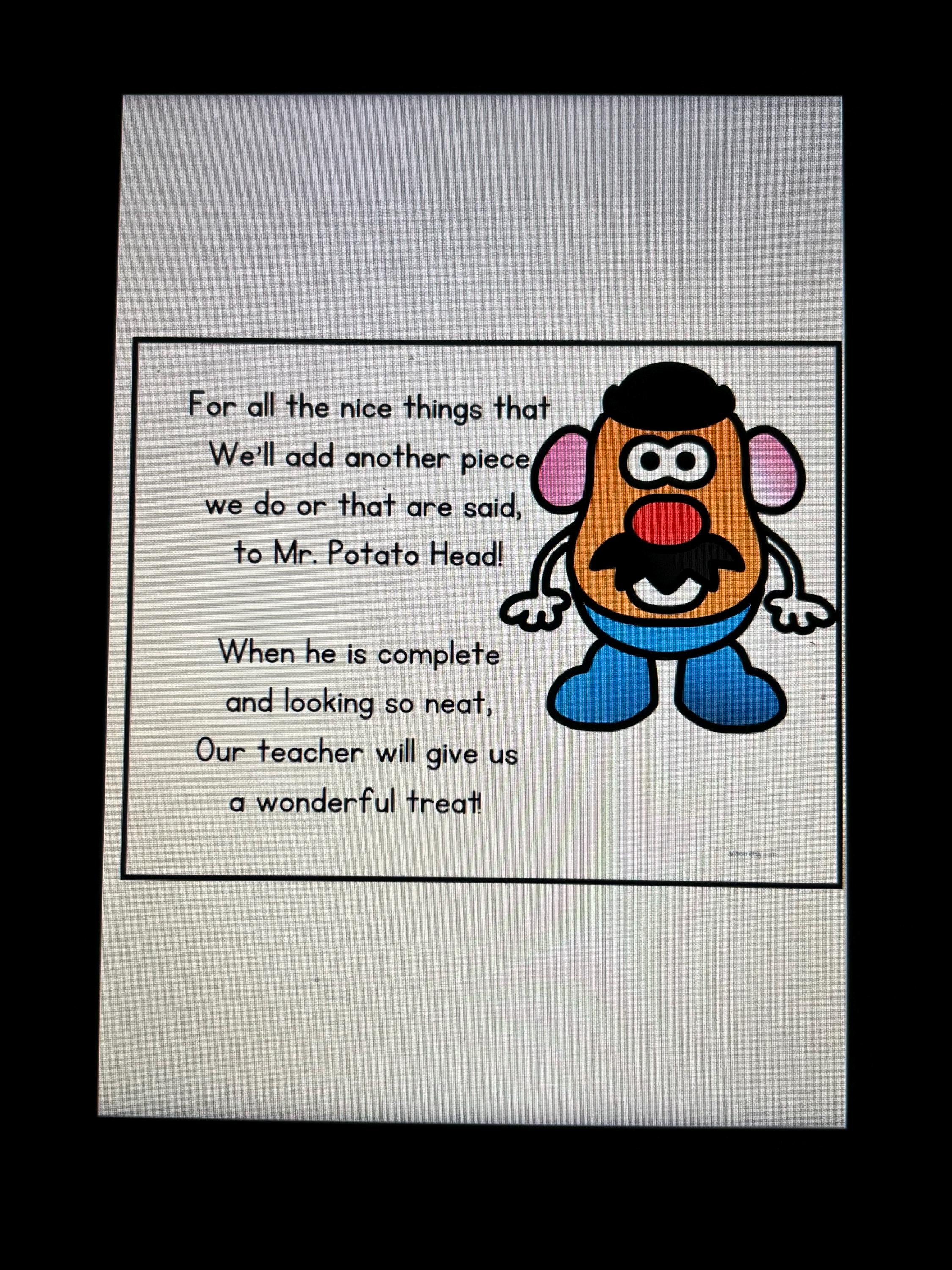 Potato Head Behavior Tracker - Printable for Elementary Students ...