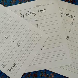 Printable 1 Page Spelling Test Template for Elementary Students| Word ...