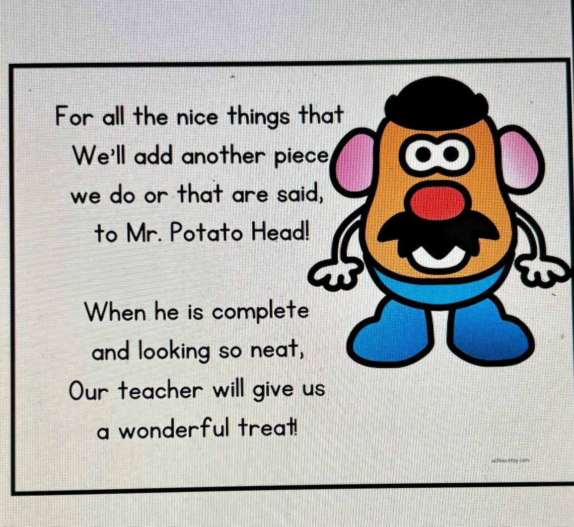 Potato Head Behavior Tracker - Printable for Elementary Students ...