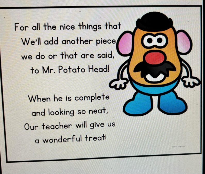 Potato Head Behavior Tracker - Printable for Elementary Students ...