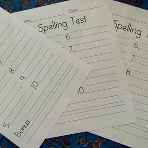 Printable 1 Page Spelling Test Template for Elementary Students| Word ...