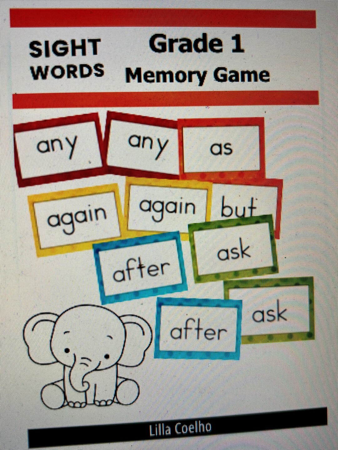 Sight Word Memory Game - Printable 10 Pages - Classroom Centers ...