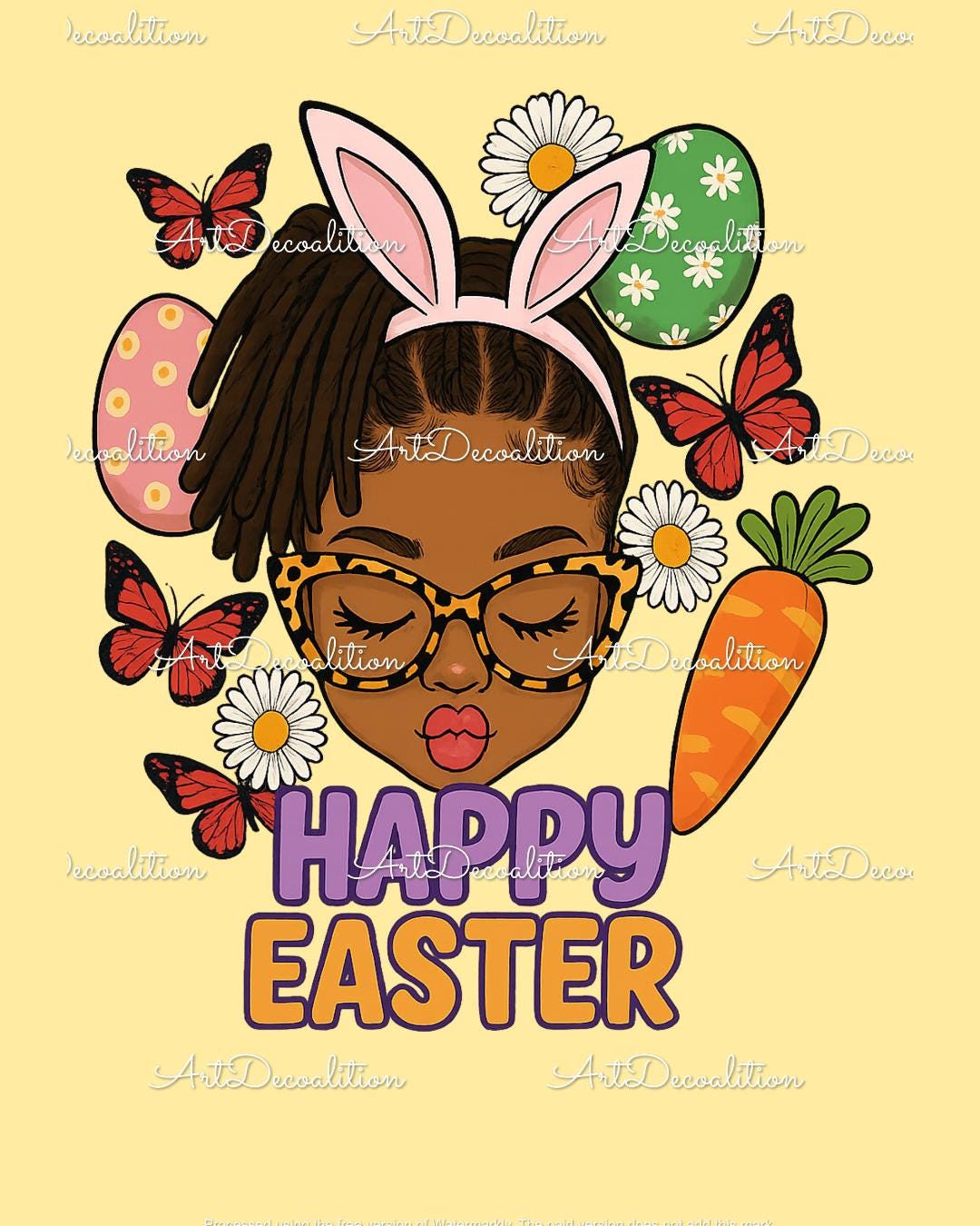 Afro Black Girl Happy Easter PNG | Sublimation Design Download | Easter ...