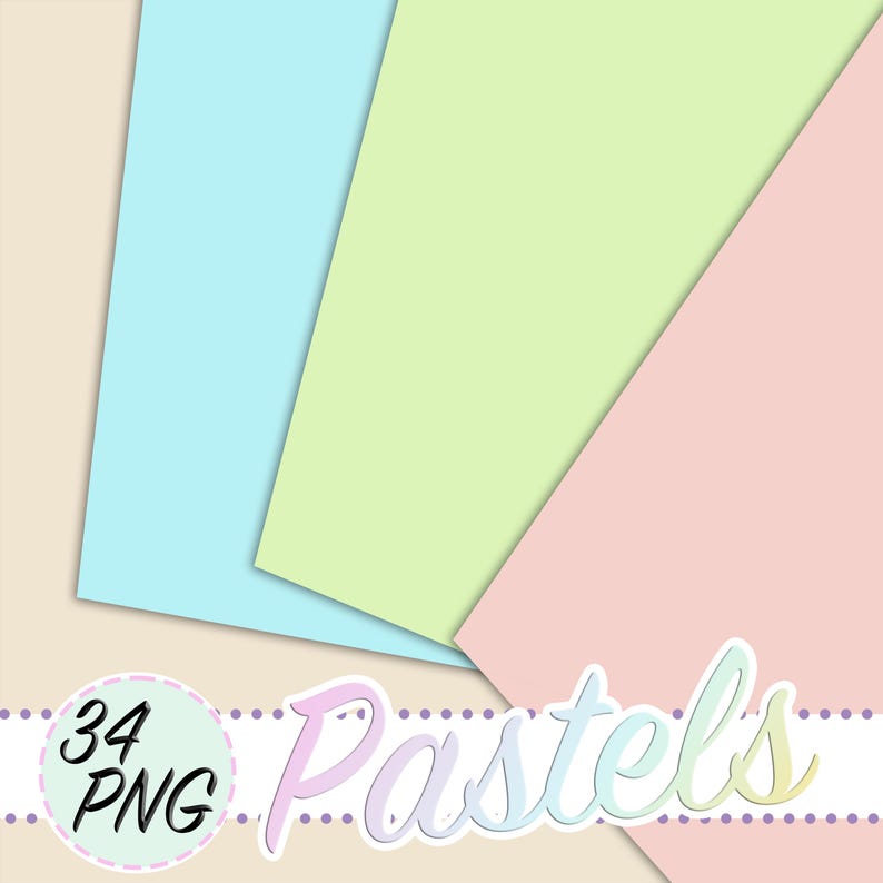 Pastel Digital Paper Bundle – Solid, Plain Pastels for Scrapbooking ...