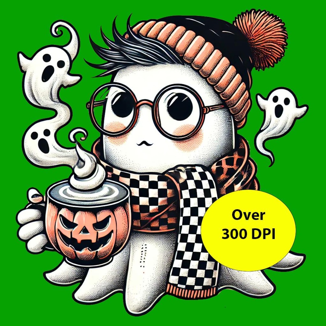 Cozy Ghost Clipart | Halloween, Cute Ghost, Coffee Digital Download PNG ...
