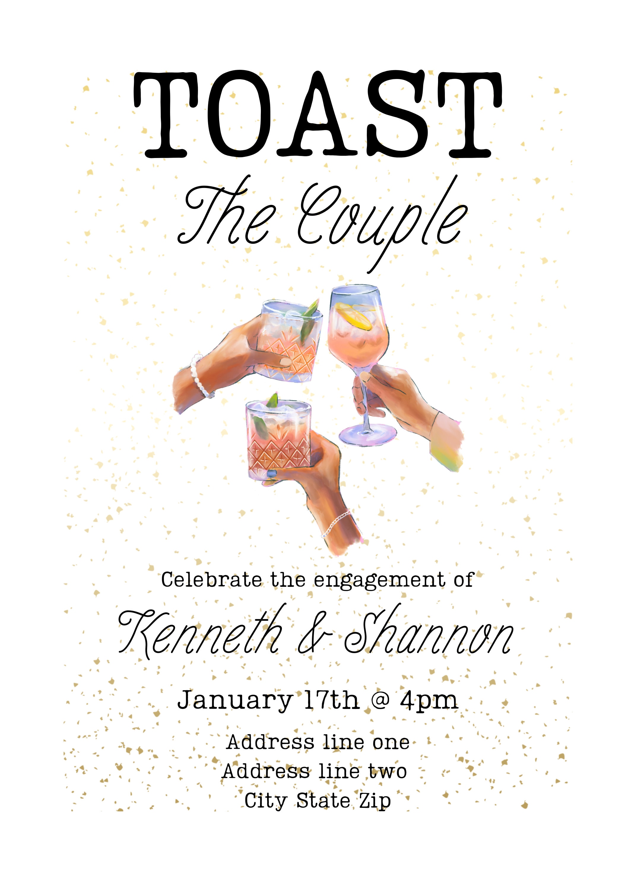 Toast the Couple Engagement Party Evite Invite Invitation Editable ...