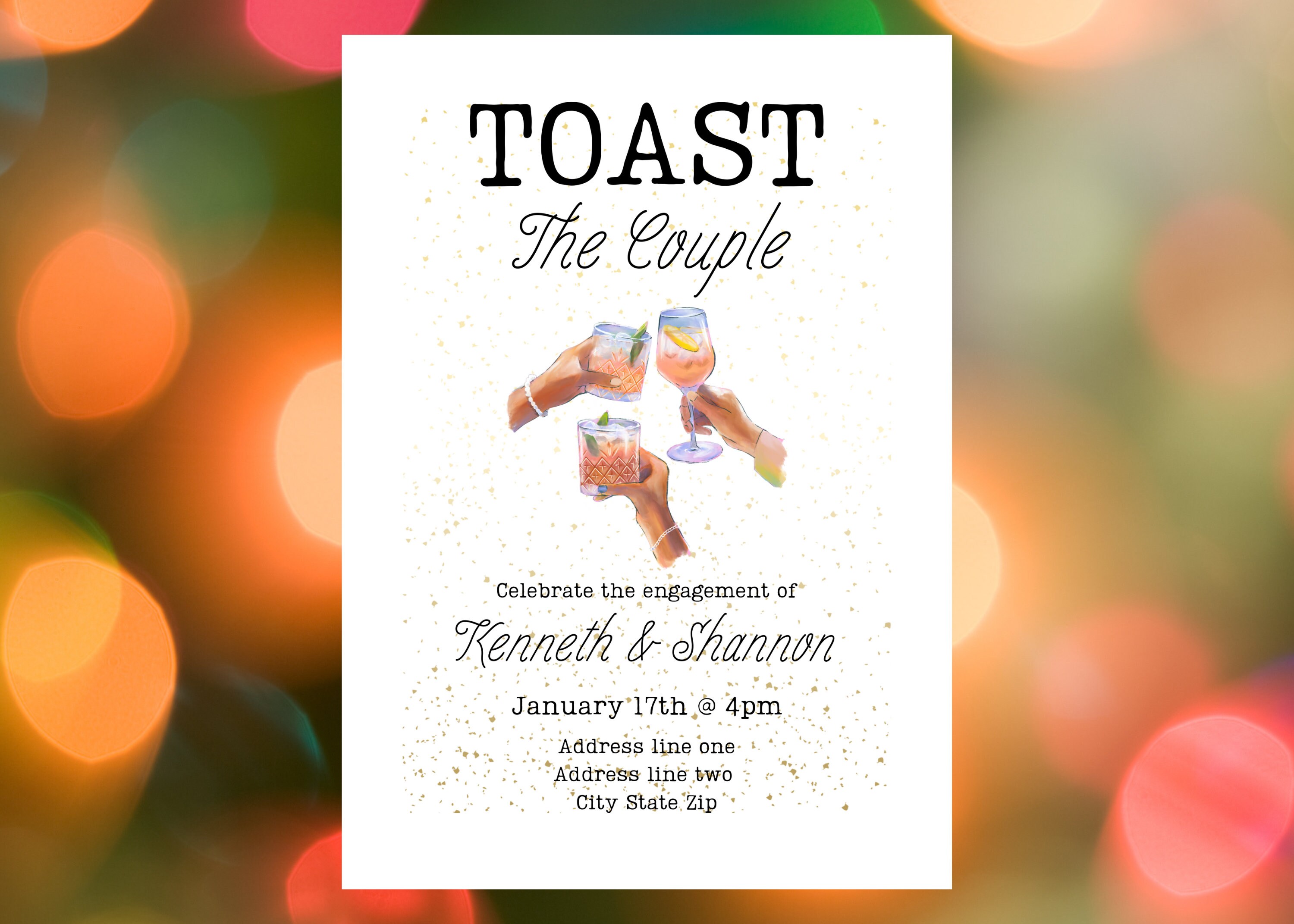 Toast the Couple Engagement Party Evite Invite Invitation Editable ...