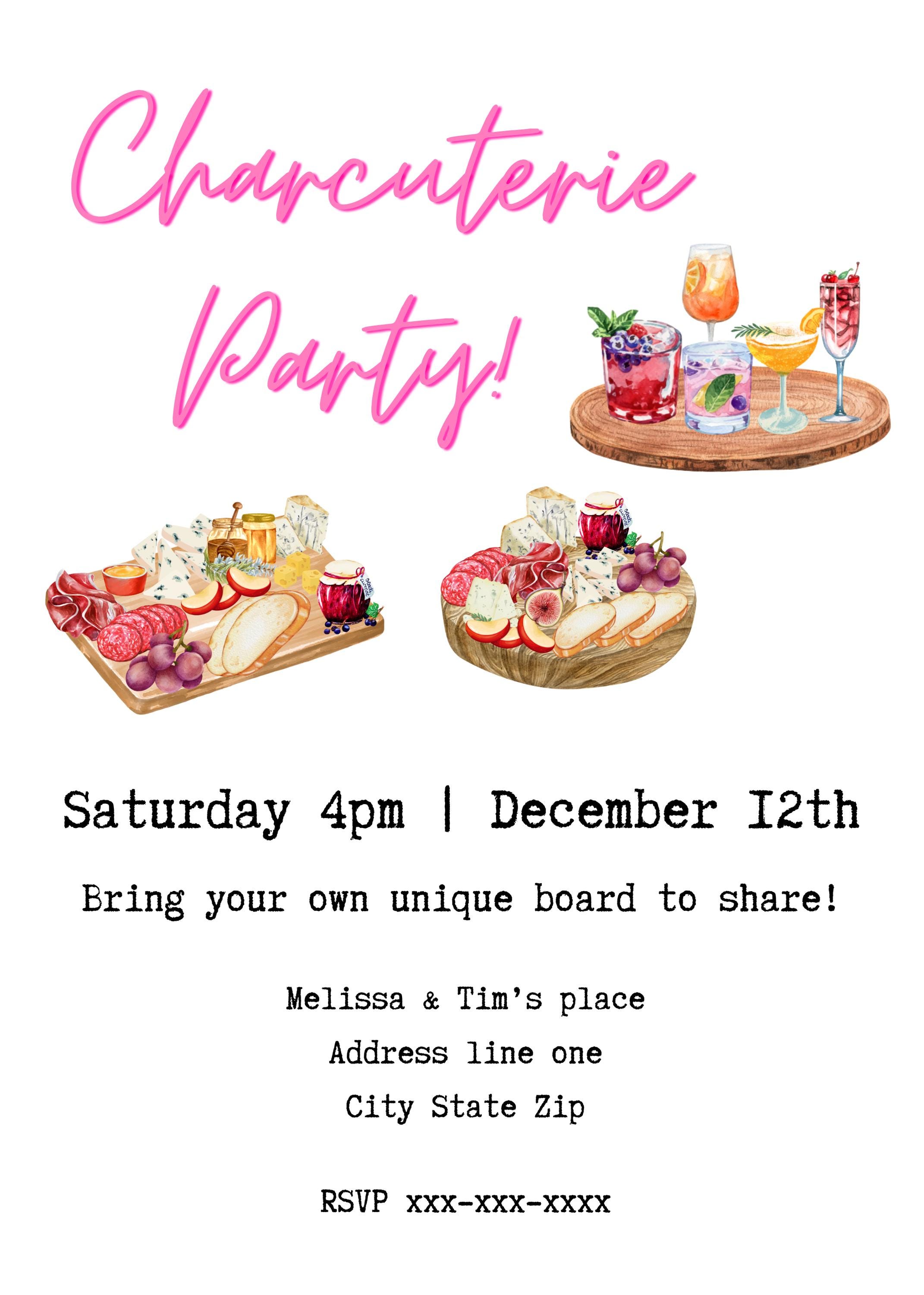 Charcuterie Party, Bring Your Own Board Girls Night Dinner Party Invite ...