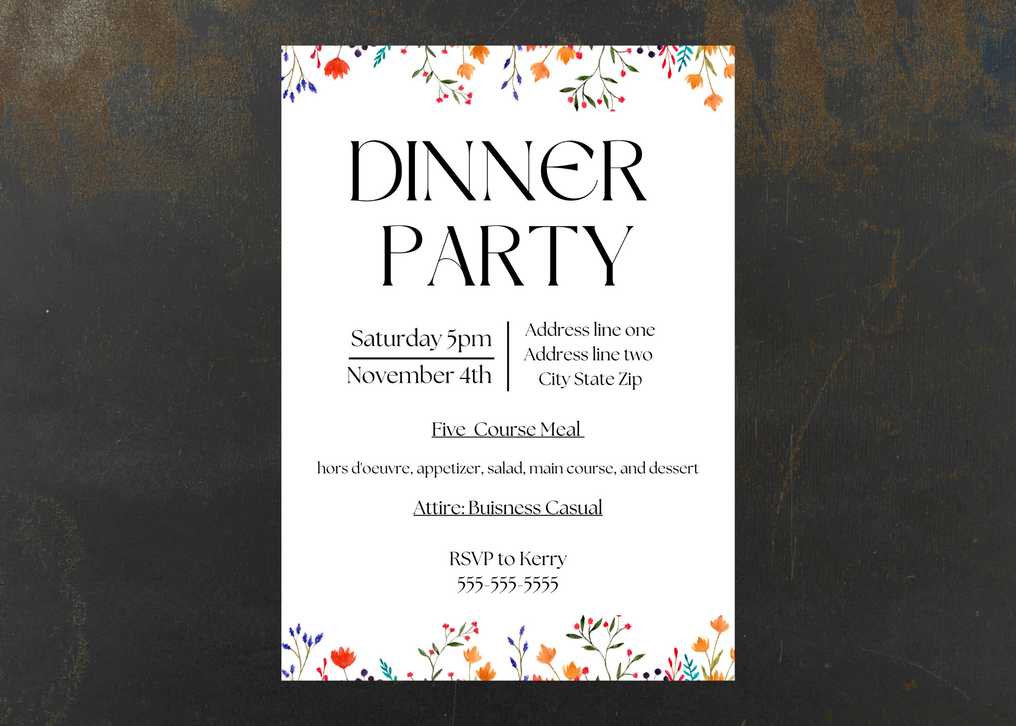 Dinner Party Invite Invitation Housewarming Editable Template Digital ...