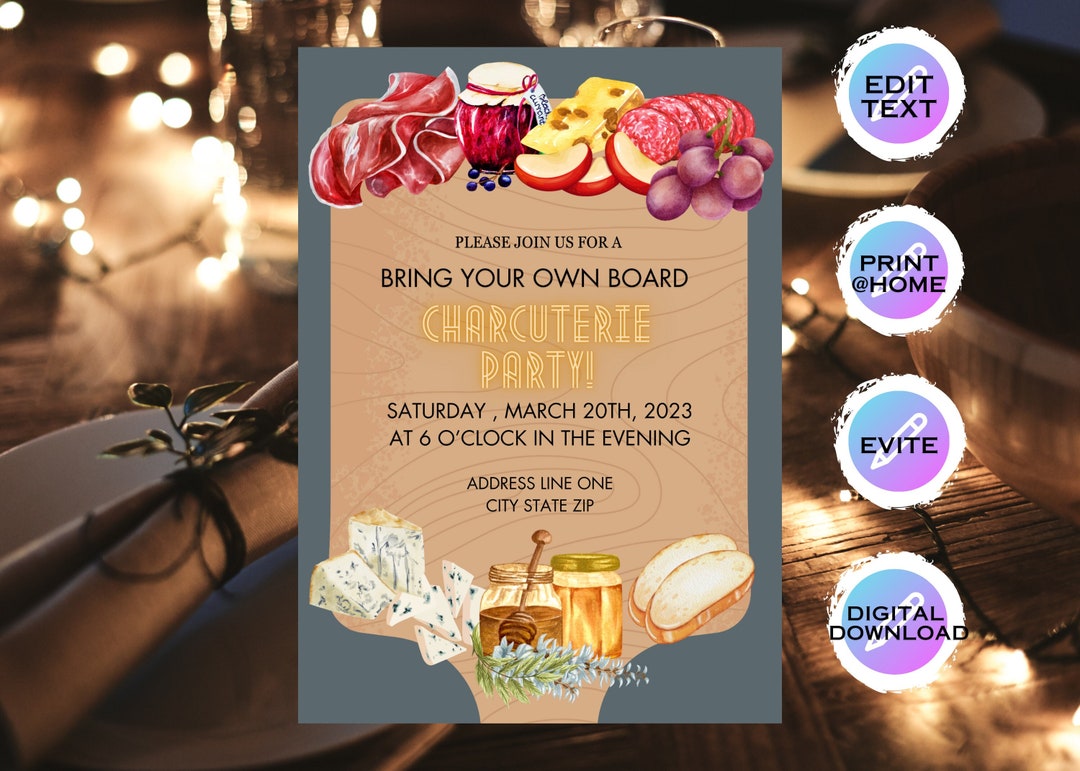 Charcuterie Party, Bring Your Own Board Invite Invitation Housewarming ...