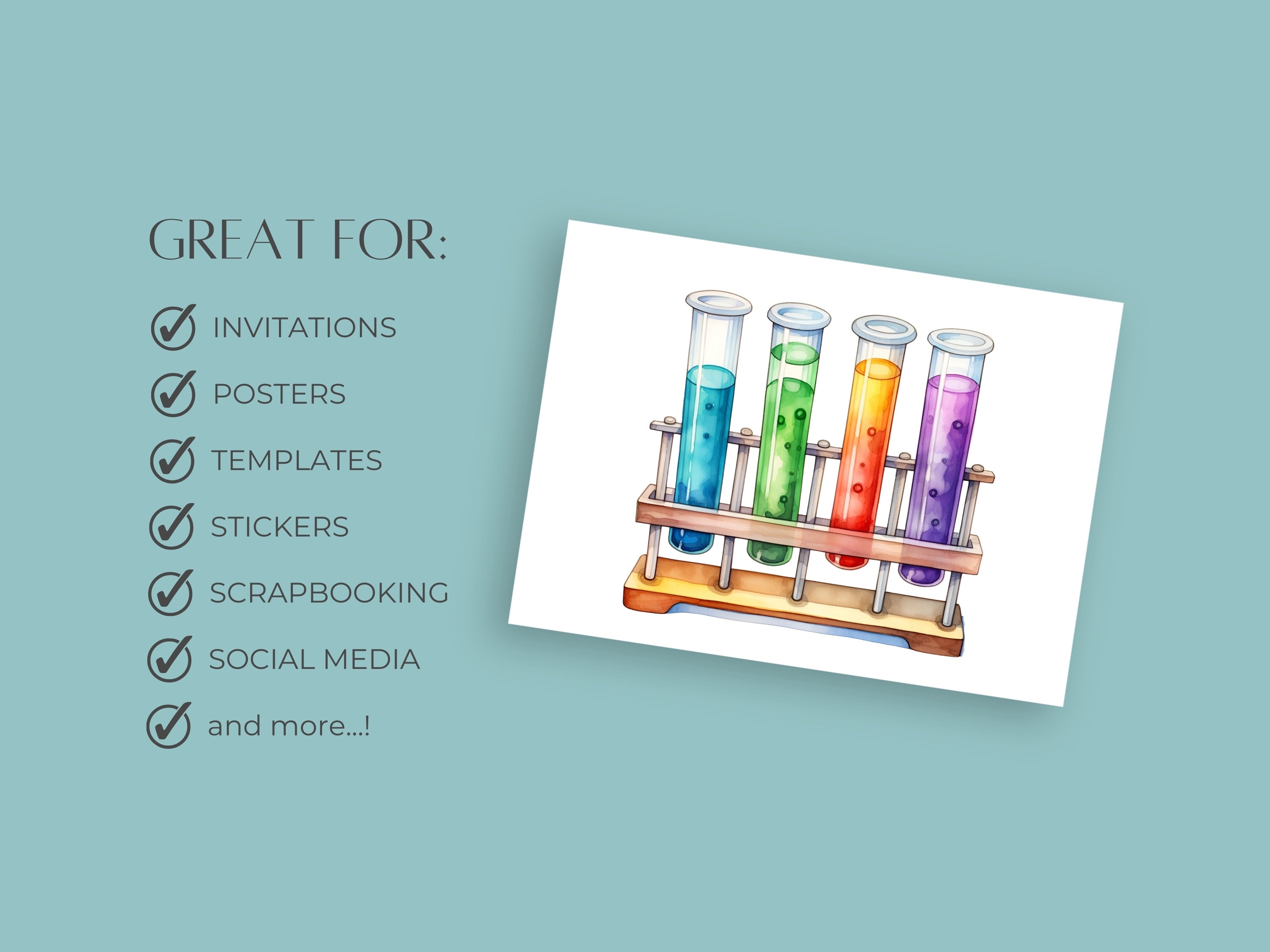 Test Tube Clipart, Pack of 4, Science Class, Chemistry Clip Art ...