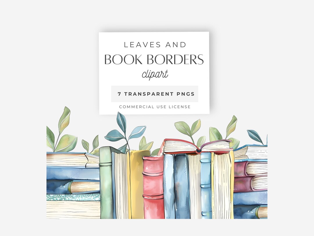 Book Borders PNG Clipart, Botanical Book Shelf, Watercolour Green ...