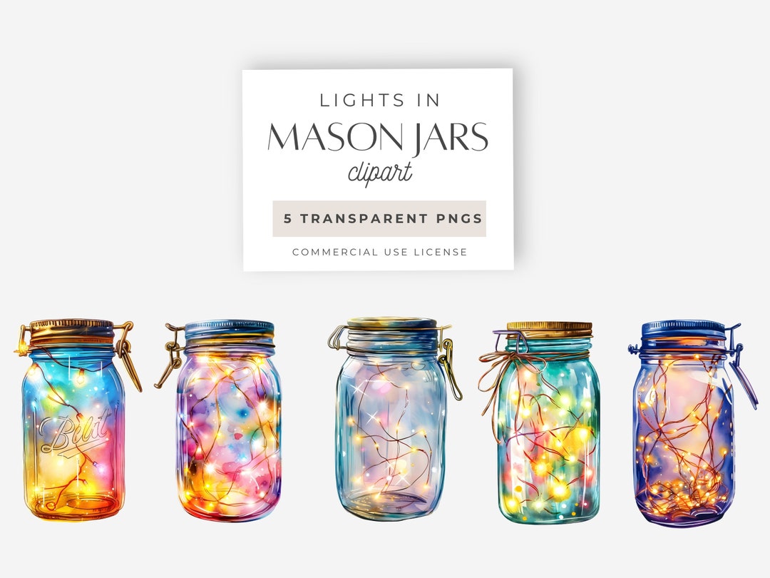 Mason Jar Lights Clipart, 5 X Transparent Pngs, Fairy Lights Clip Art ...
