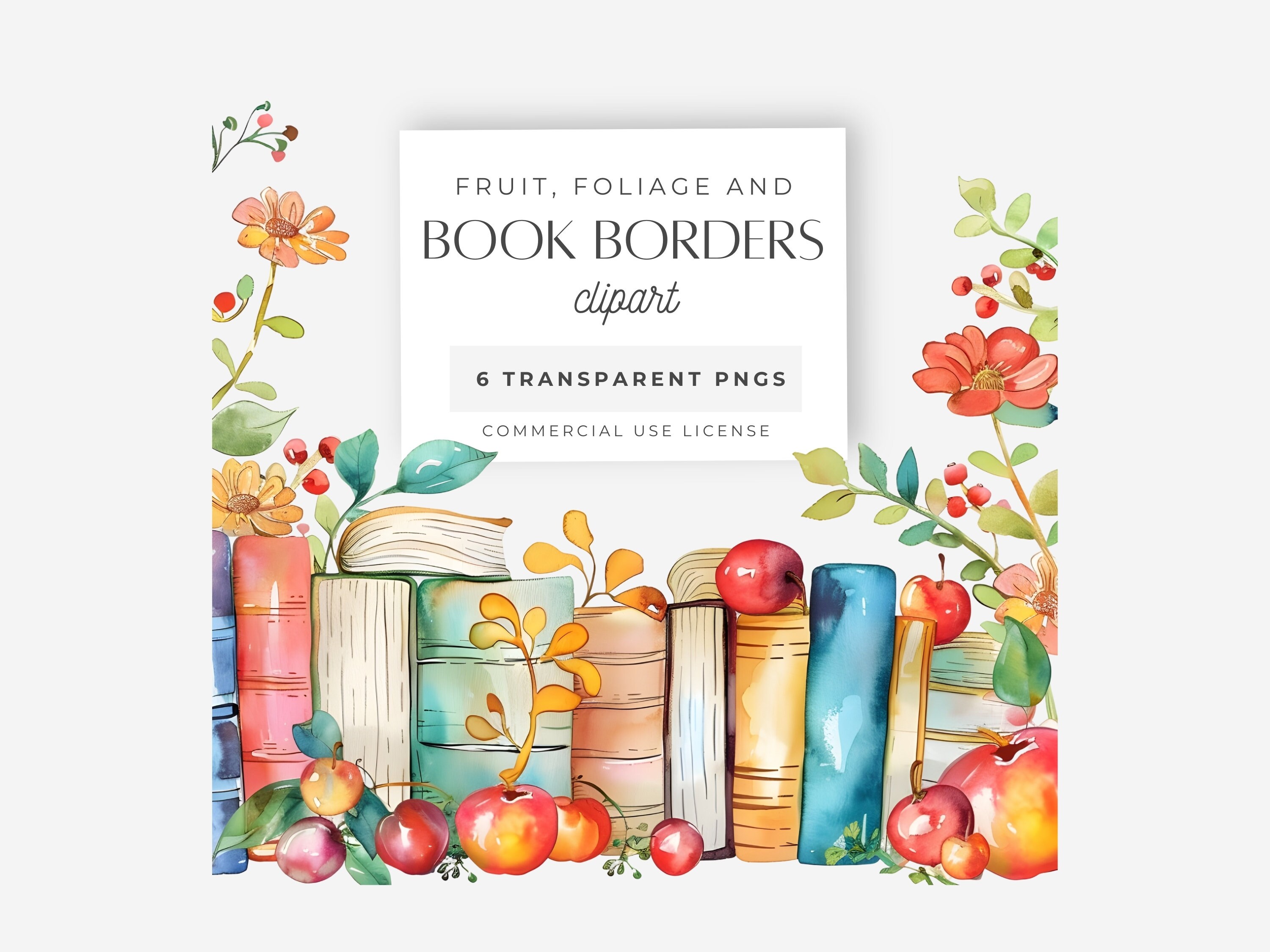 Book Borders PNG Clipart, Botanical Book Shelf, Watercolour Summer ...