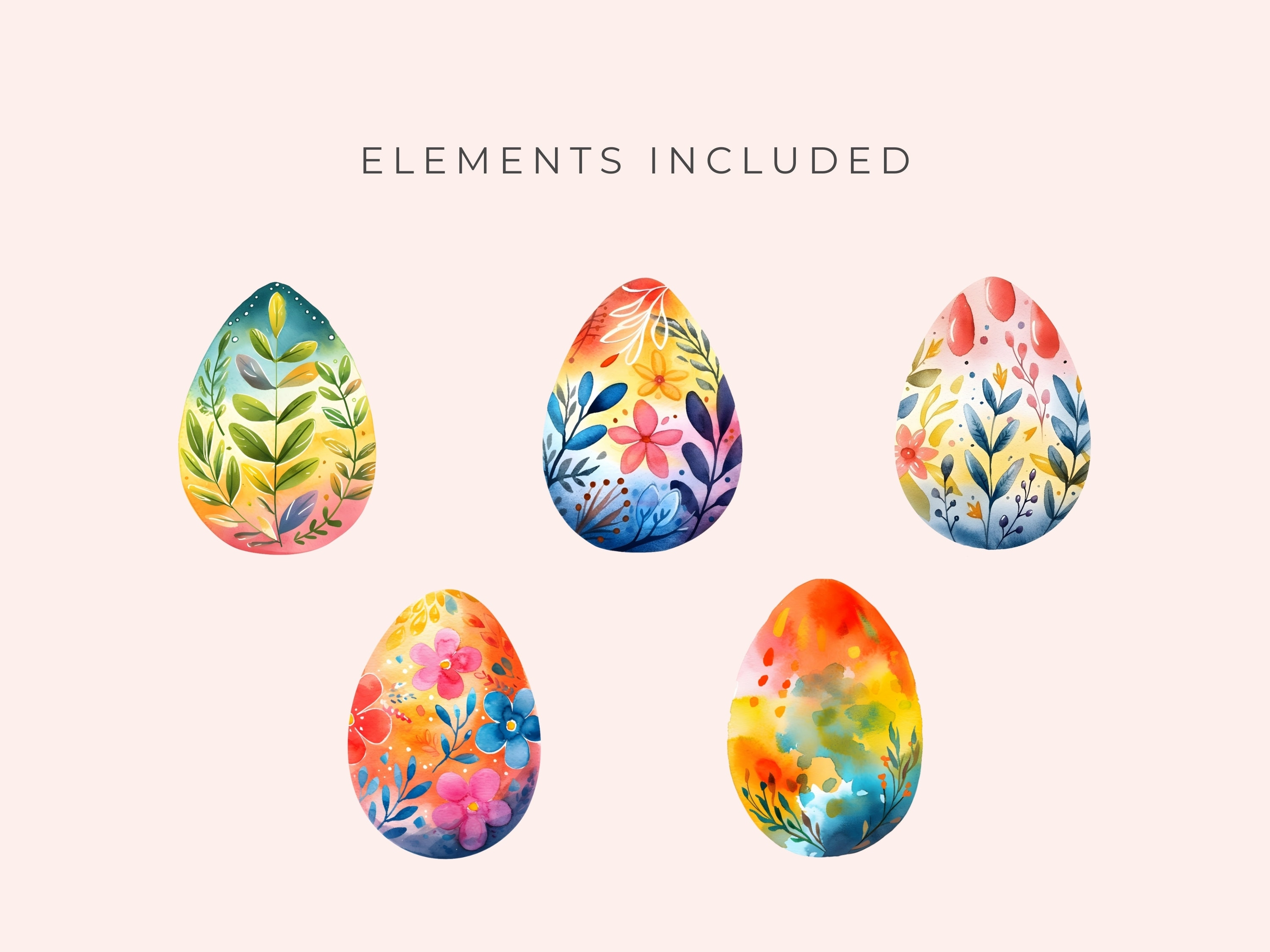 Easter Eggs Clip Art, Bright Painted Decorative Egg Pngs, Cute Floral ...