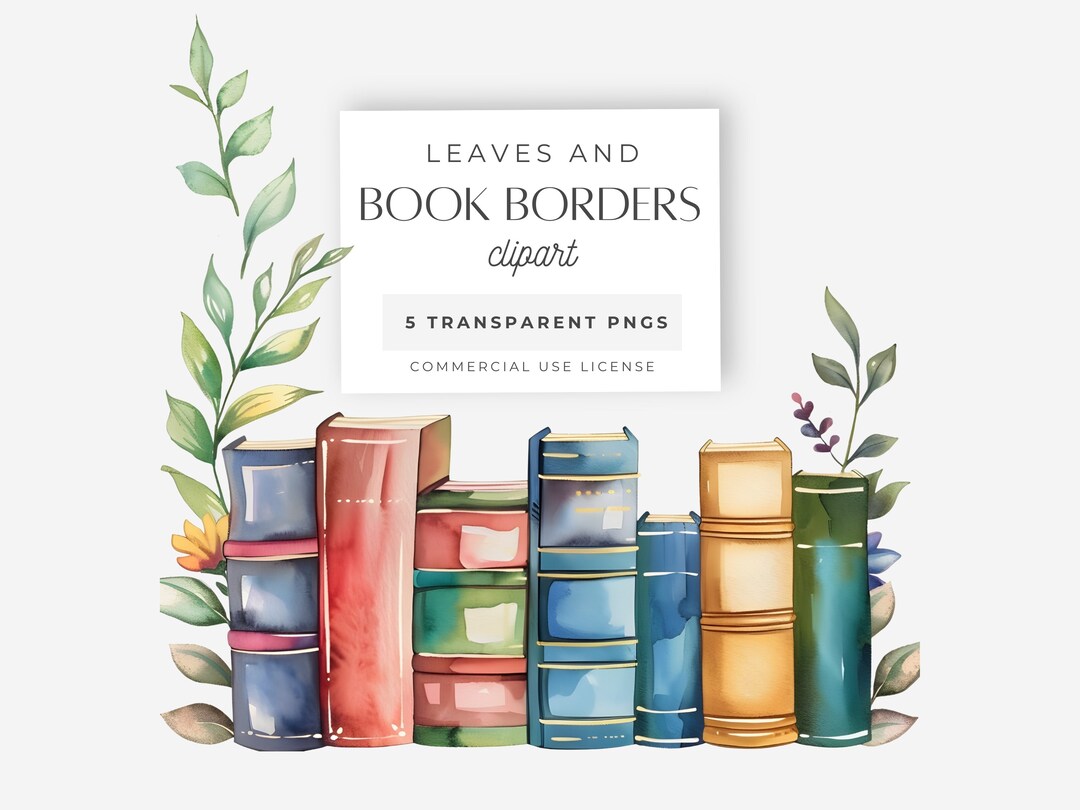 Book Borders PNG Clipart, Botanical Book Shelf, Watercolour Green ...